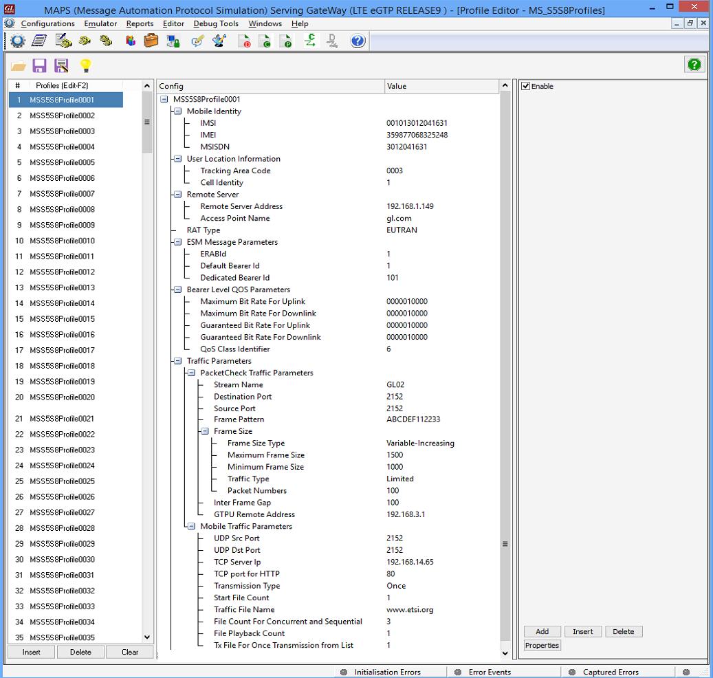 MAPS™ LTE eGTP-c Interface Emulator(Scripted LTE S3, S4, S5, S8, S10 ...